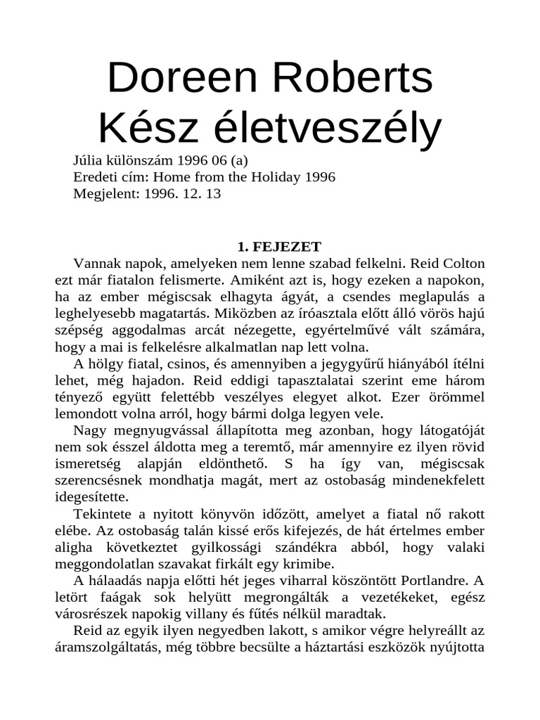 Júlia Különszám 1996 6 A - Doreen Roberts - Kész Életveszély | PDF