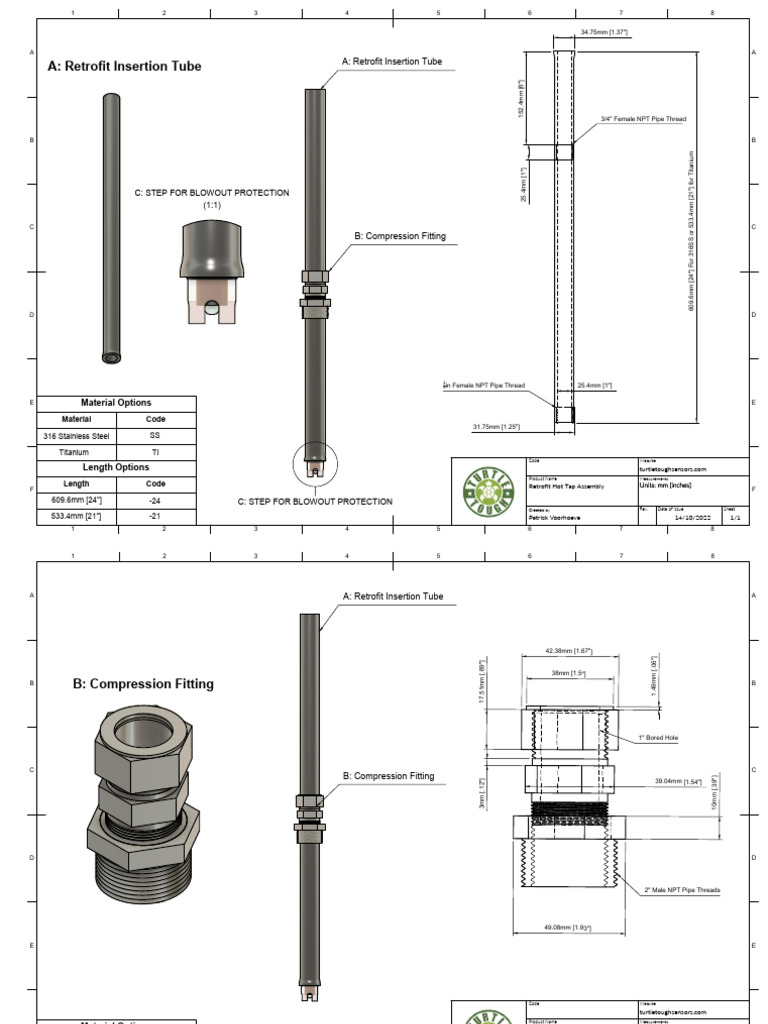 Retrofit Hot Tap Assembly Drawing V221109 | PDF | Pipe (Fluid ...