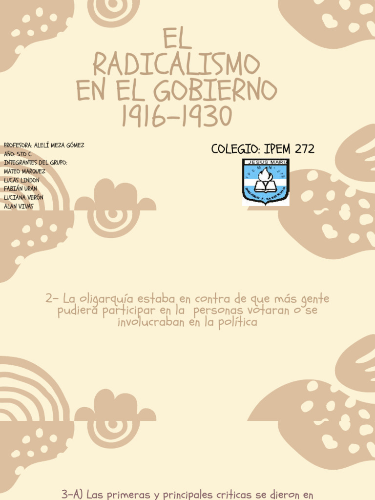 TP de Historia - El Radicalismo en El Gobierno 1916-1930 | PDF | Gran ...