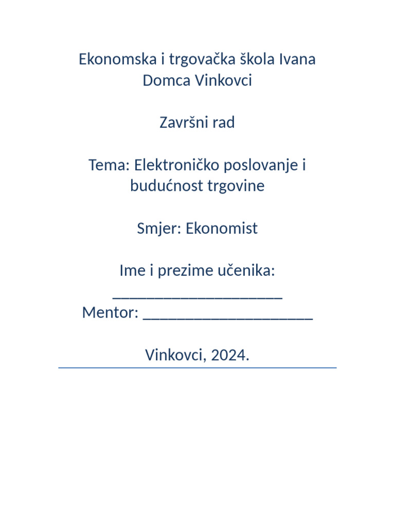 Zavrsni Rad Elektronicko Poslovanje | PDF