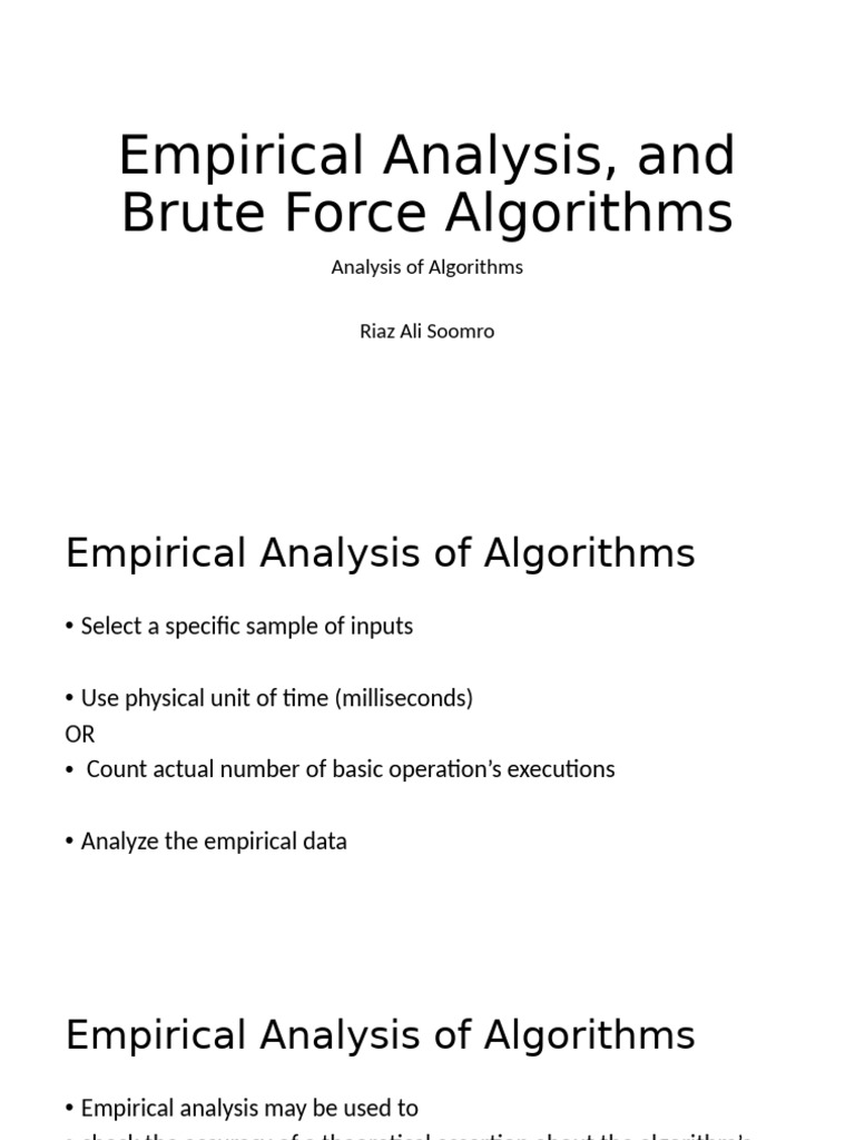 Empirical Analysis, and Brute Force Algorithms | PDF | Algorithms | Computer Programming