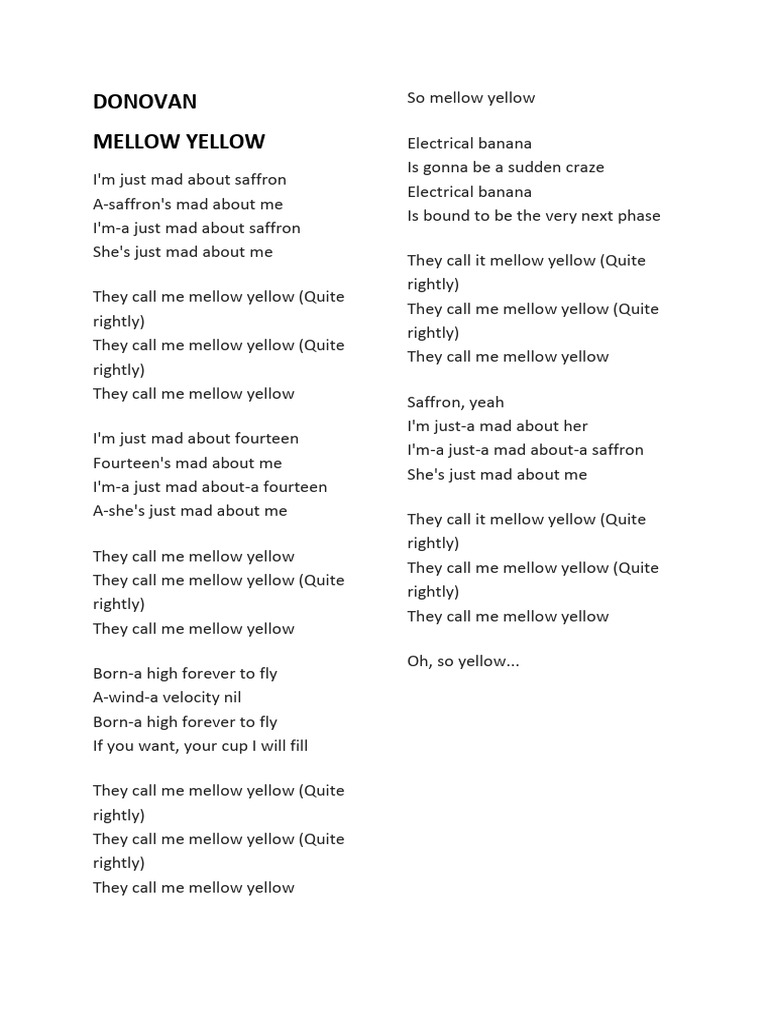 Mellow Yellow Lyrics Analysis | PDF