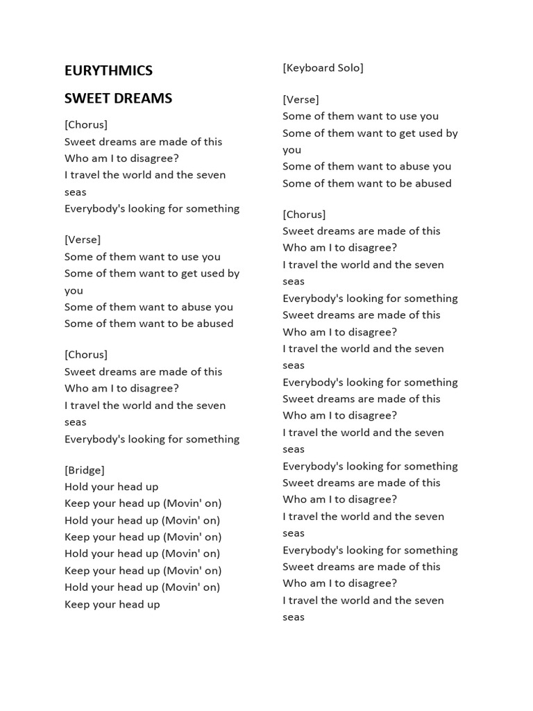 Eurythmics - Sweet Dreams | PDF