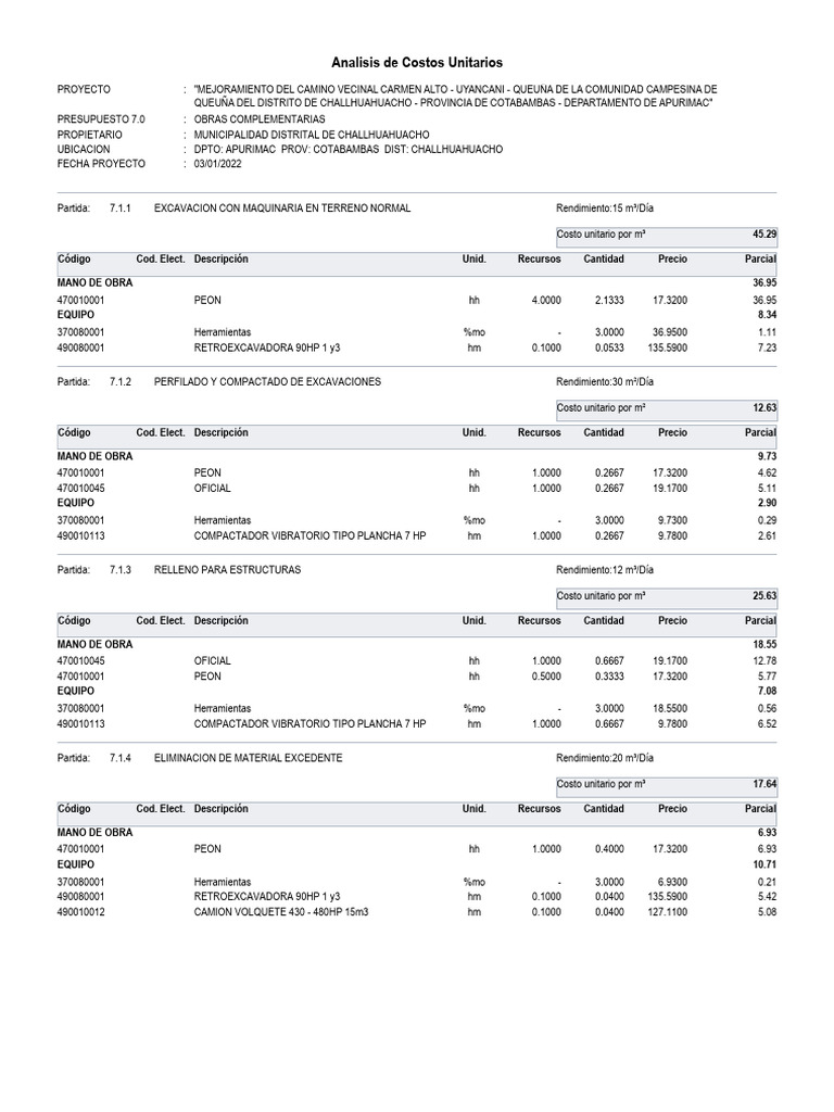 4.7. ACU Obras Complementarias - Rev2 | PDF | Hormigón | Sector secundario de la economía