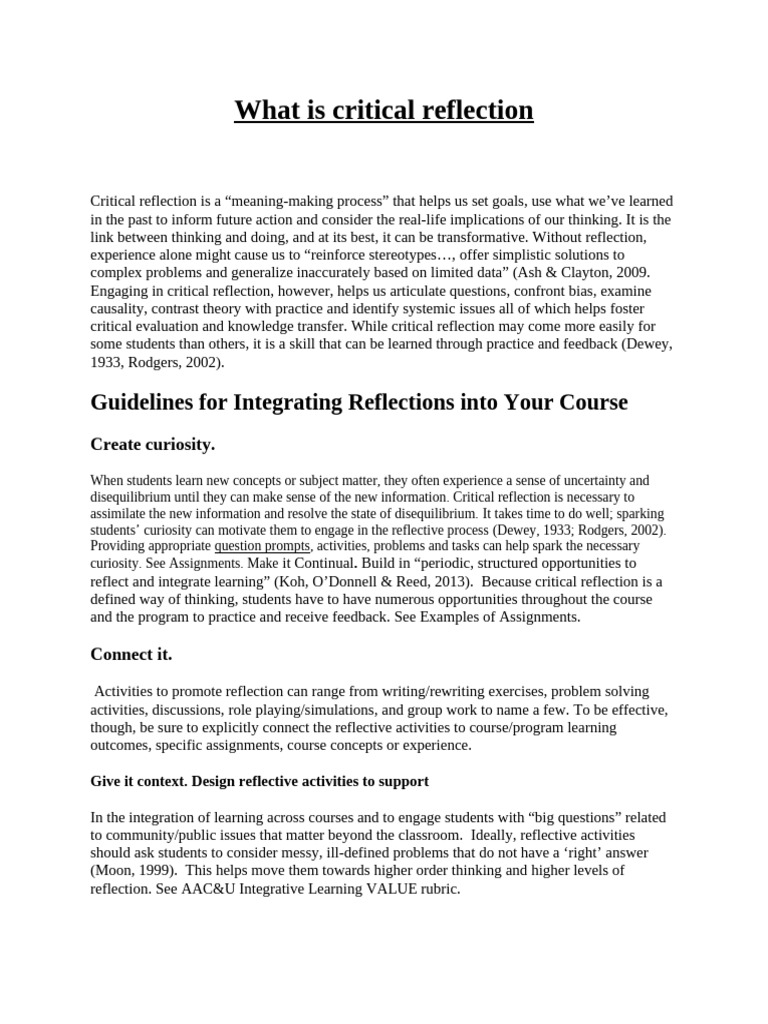 What Is Critical Reflection | PDF | Critical Thinking | Thought