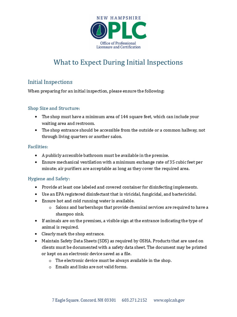 Initial Inspection Checklist | PDF
