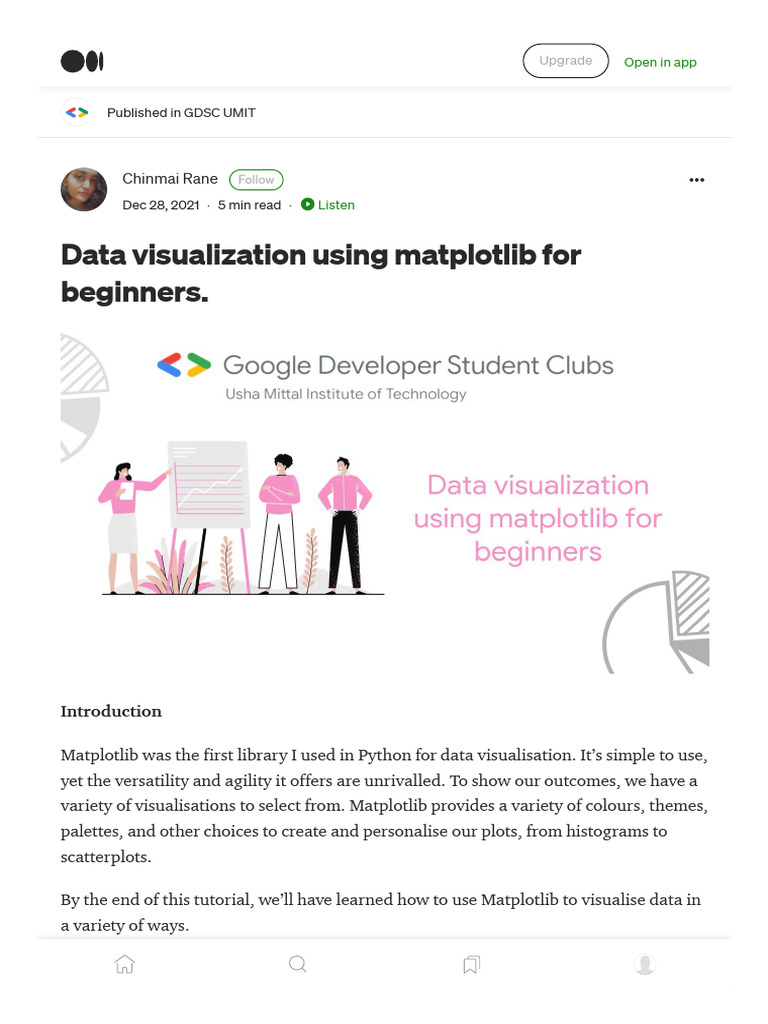 Data Visualization Using Matplotlib for Beginners. _ by Chinmai Rane _ GDSC UMIT _ Medium | PDF ...