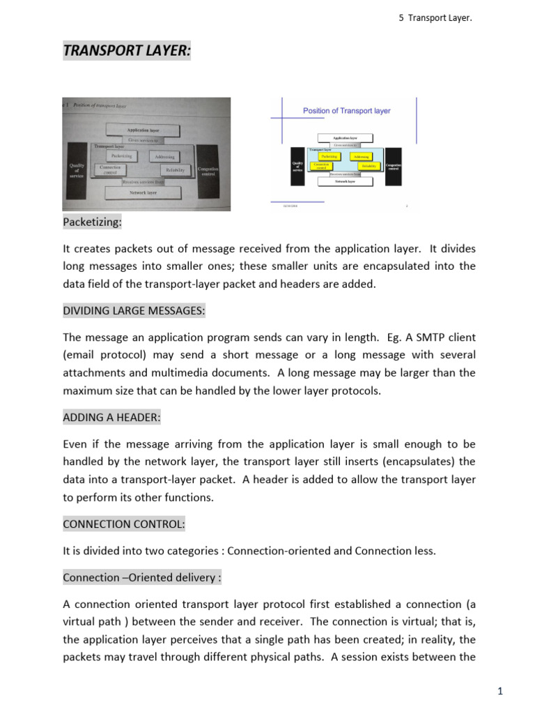 CN 5 Transport Layer 2018-1 | PDF | Port (Computer Networking) | Transmission Control Protocol