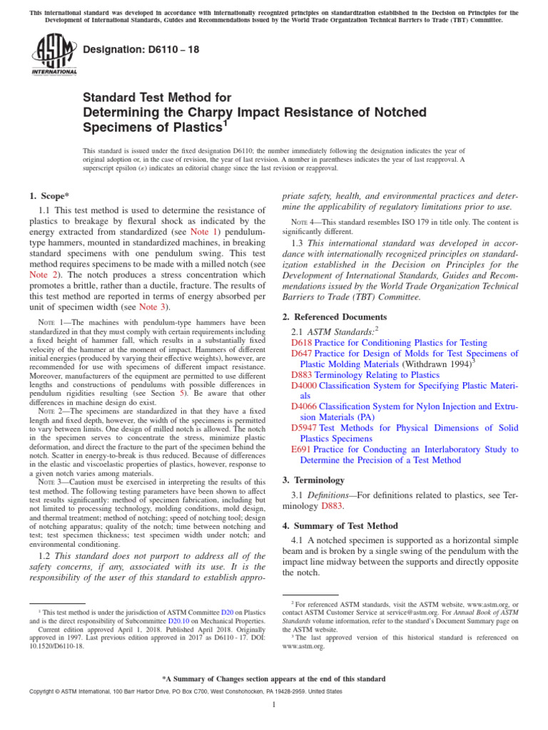 Charpy Impact Test for Plastics | PDF | Fracture | Pendulum
