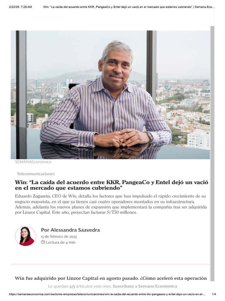 Win - "La Caída Del Acuerdo Entre KKR, PangeaCo y Entel Dejó Un Vació ...