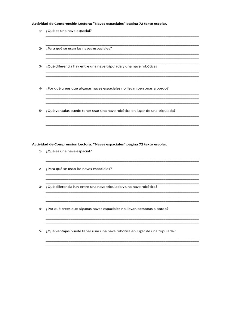 Actividad de Comprensión Lectora Pagina 79 | PDF | Vuelo espacial ...