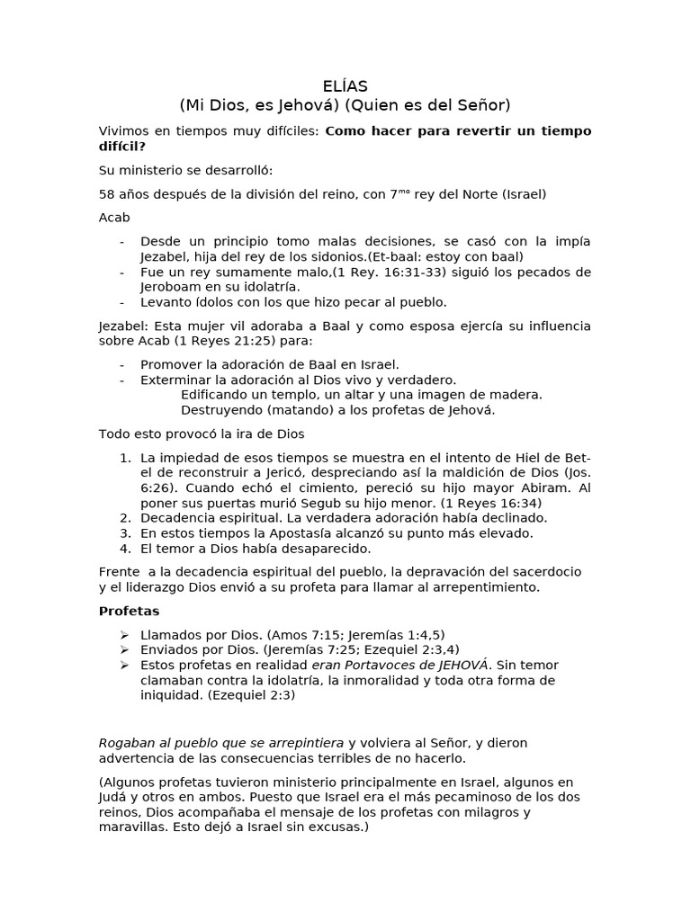 Elías: Profeta en Tiempos de Apostasía | PDF | Elijah | Dios