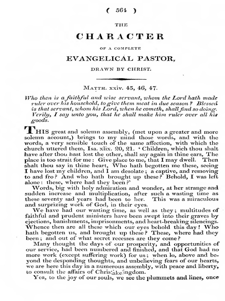 (JF) The Character of A Complete Evangelical Pastor Drawn by Christ ...