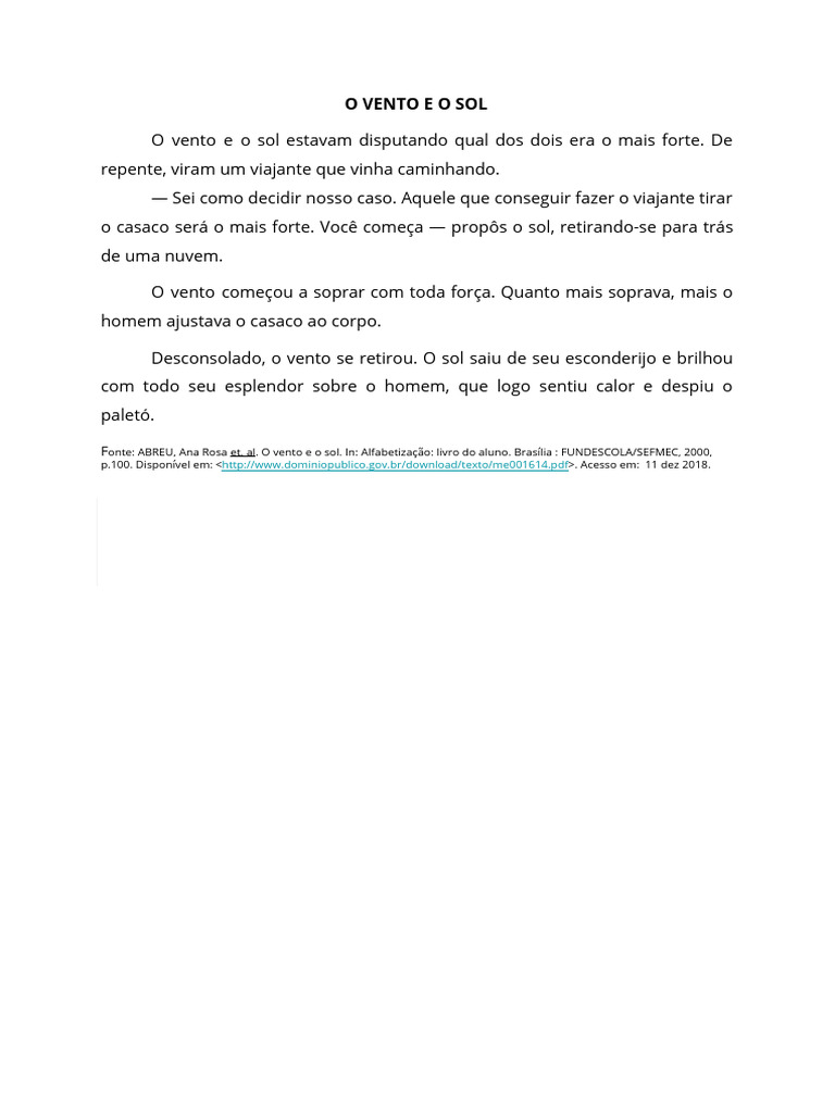 Atividade para Impressao o Vento e o Sol Lp03 03sqa14 | PDF