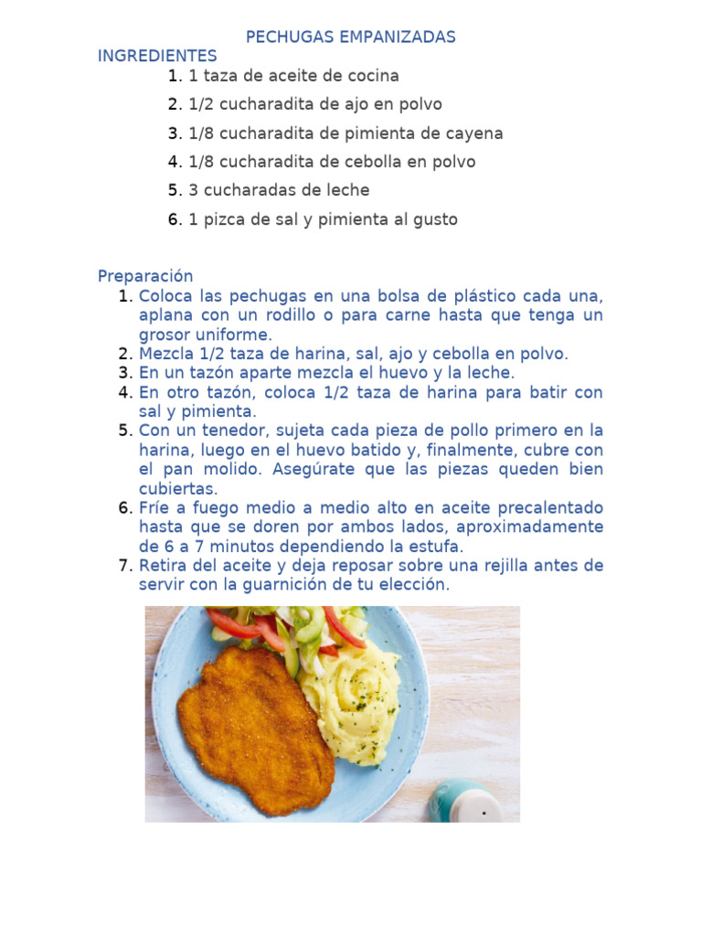 Pechugas Empanizadas | PDF | Salsa | Alimentos