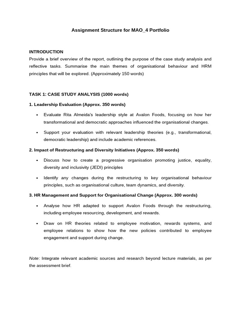 A Sample Structure For MAO - 4 Report | PDF | Organizational Behavior ...
