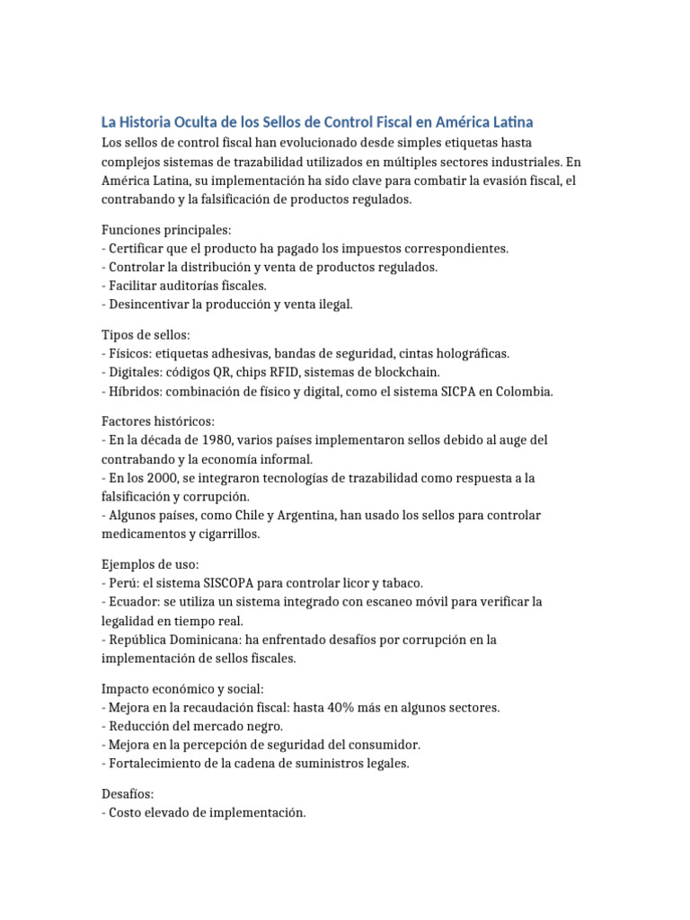 Sellos Control Fiscal Latam | PDF