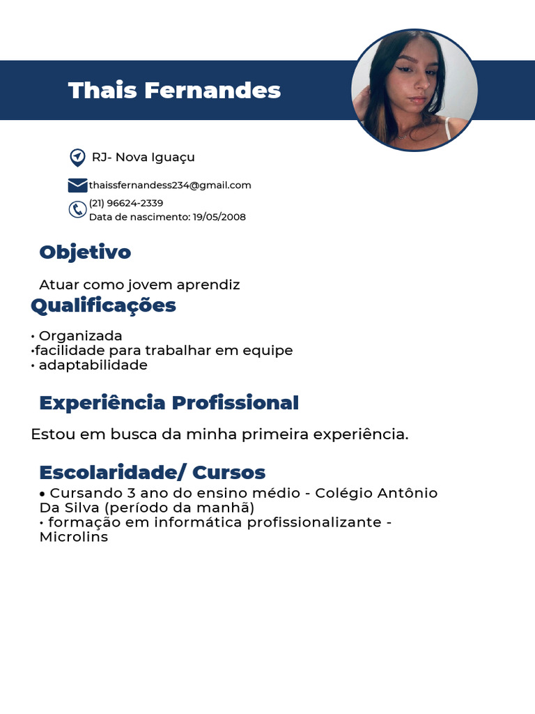 Currículo Azul Simples PDF | PDF