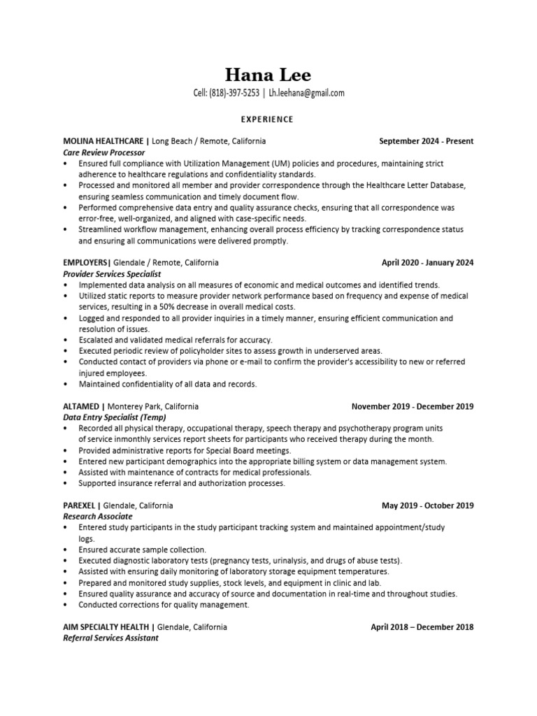 Home Infusion Resume Sample | PDF | Health Care | Social Programs