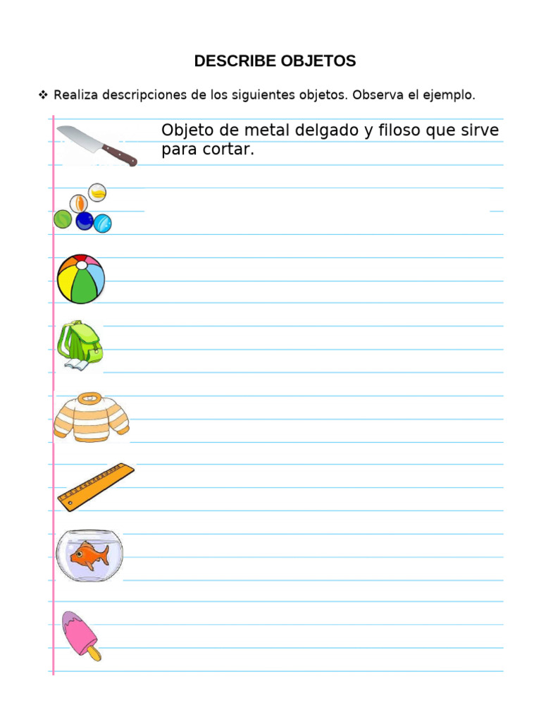 2do Grado Descripcion de Objetos | PDF