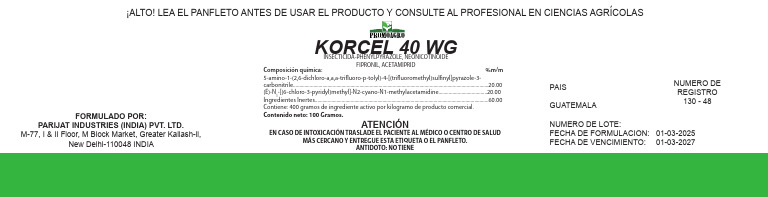 Etiqueta Korcel 40WG | PDF