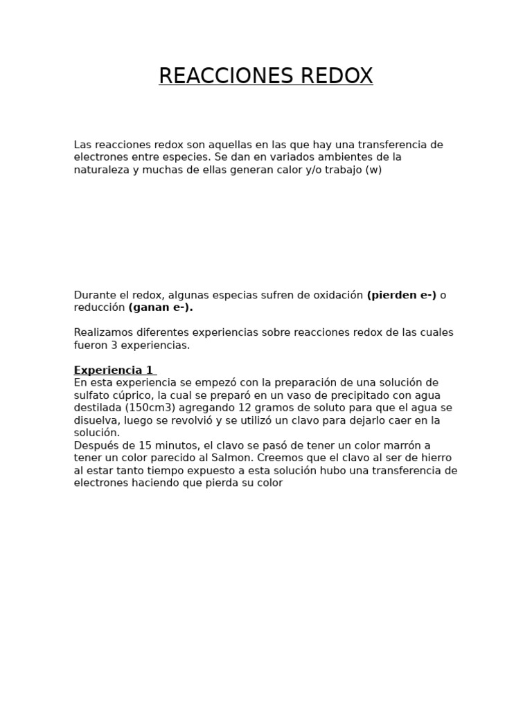 Reacciones Redox | PDF