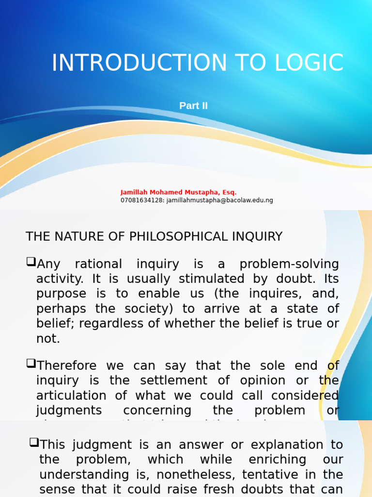 Introduction To Logic Lecture Part 2 | PDF | Fallacy | Logic