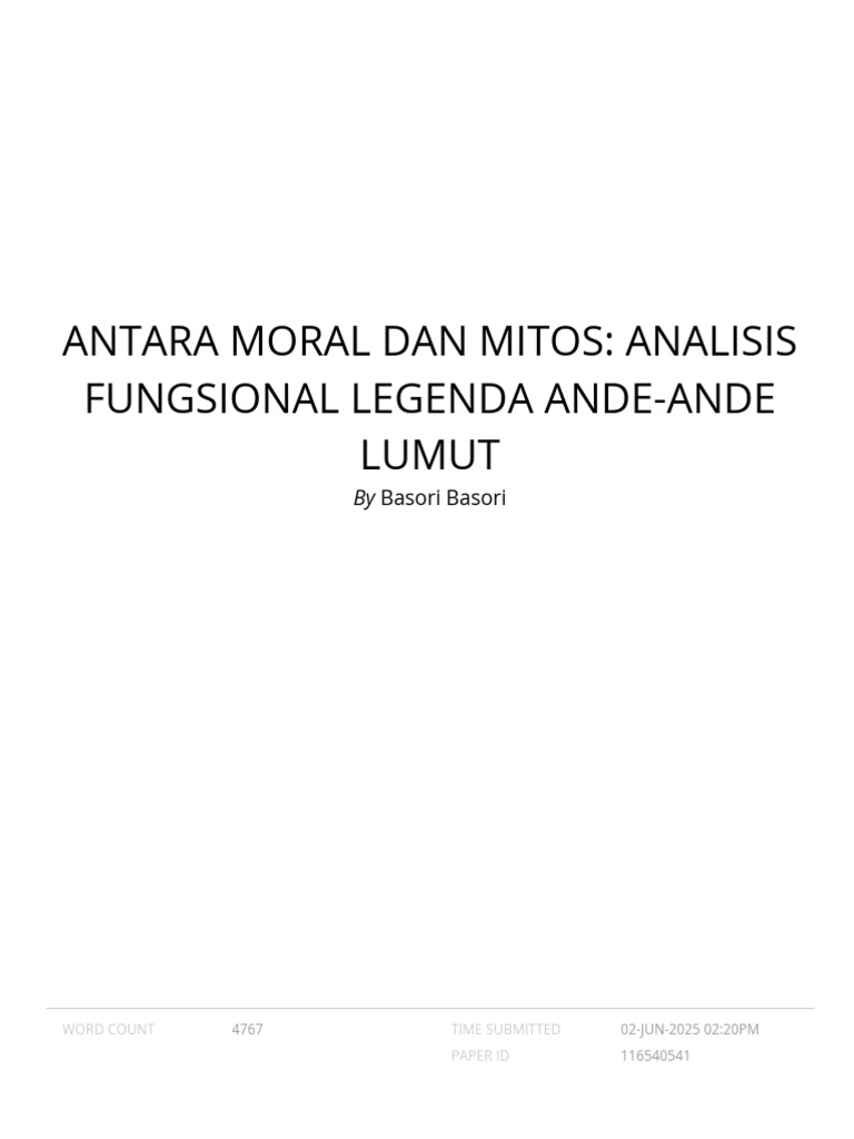 Antara Moral Dan Mitos Analisis Fungsional Legend | PDF
