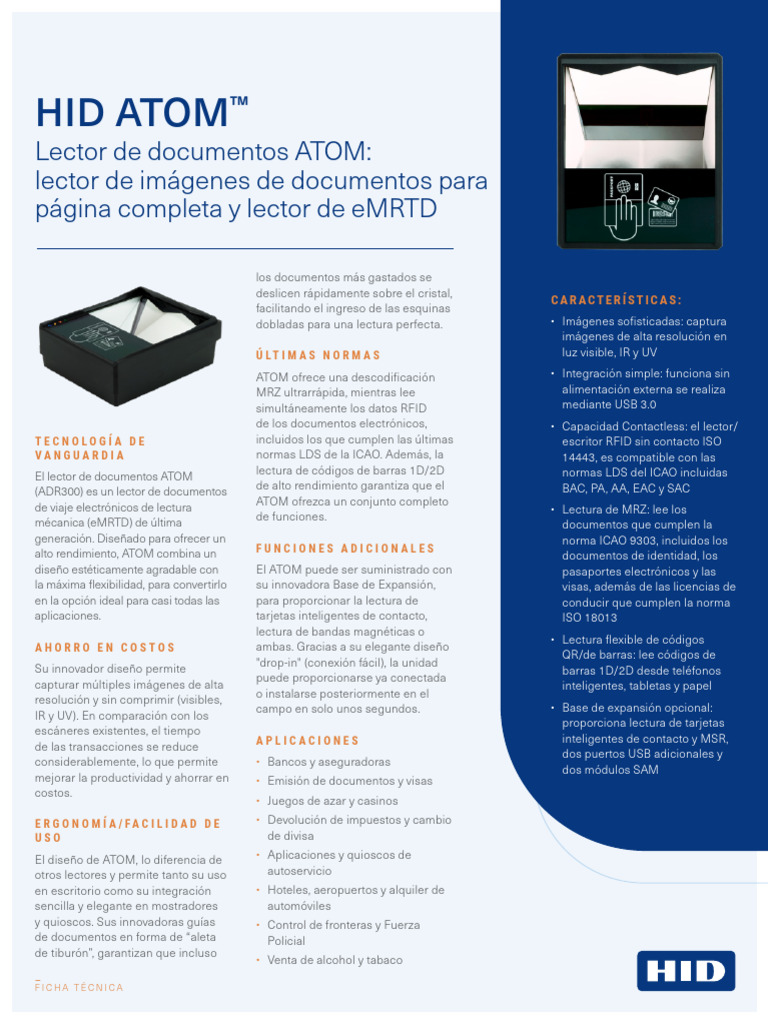 Eat Atom Adr300 Document Reader Ds Es | PDF | USB | Identificación de ...