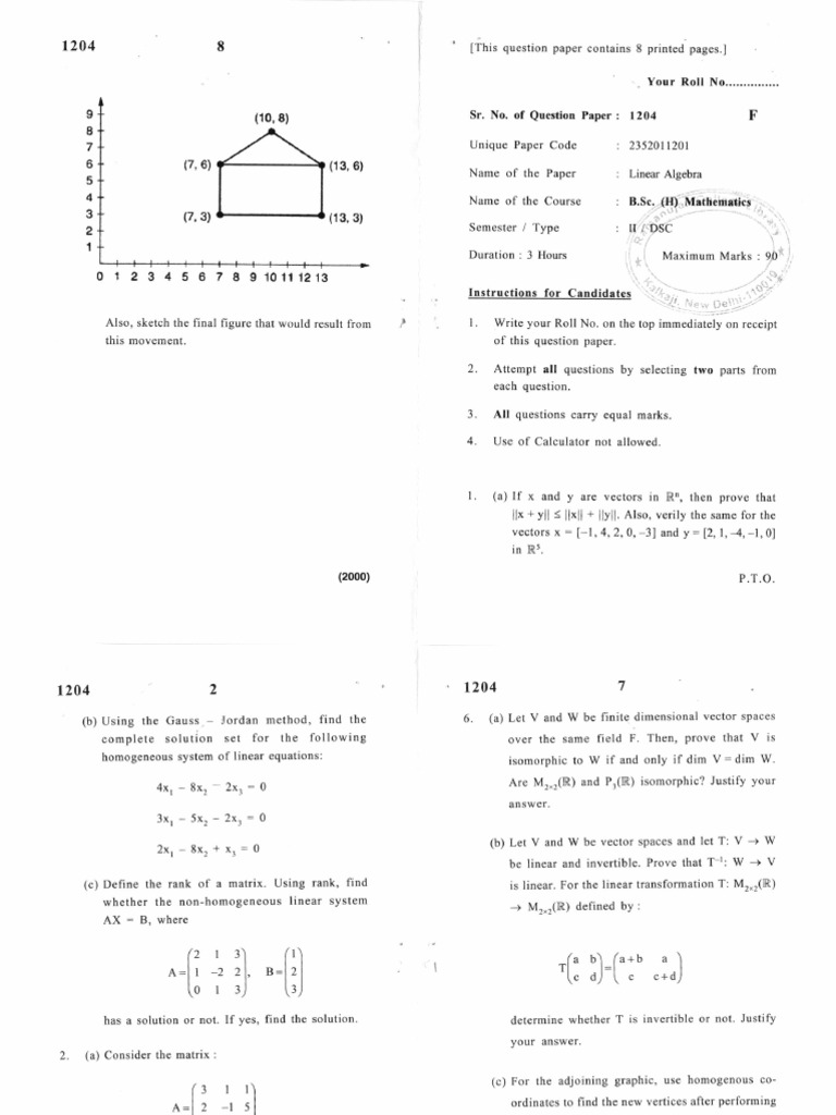 B.Sc. H Mathematics Line NAnxJRG | PDF | Linear Subspace | Vector Space