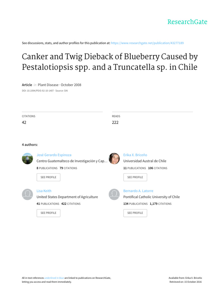 Canker and Twig Dieback of Blueberry Caused by Pestalotiopsis Spp. and A Truncatella Sp. in ...