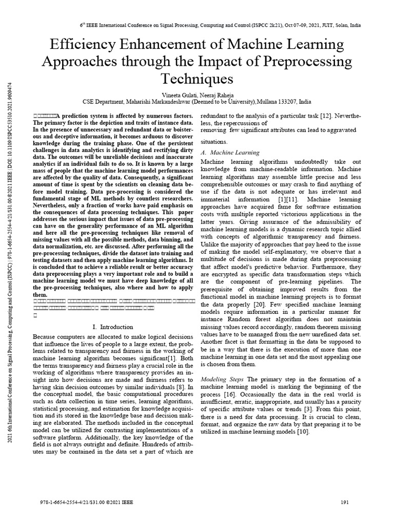 2021, Gulati - Efficiency Enhancement of Machine Learning Approaches Through The Impact of ...