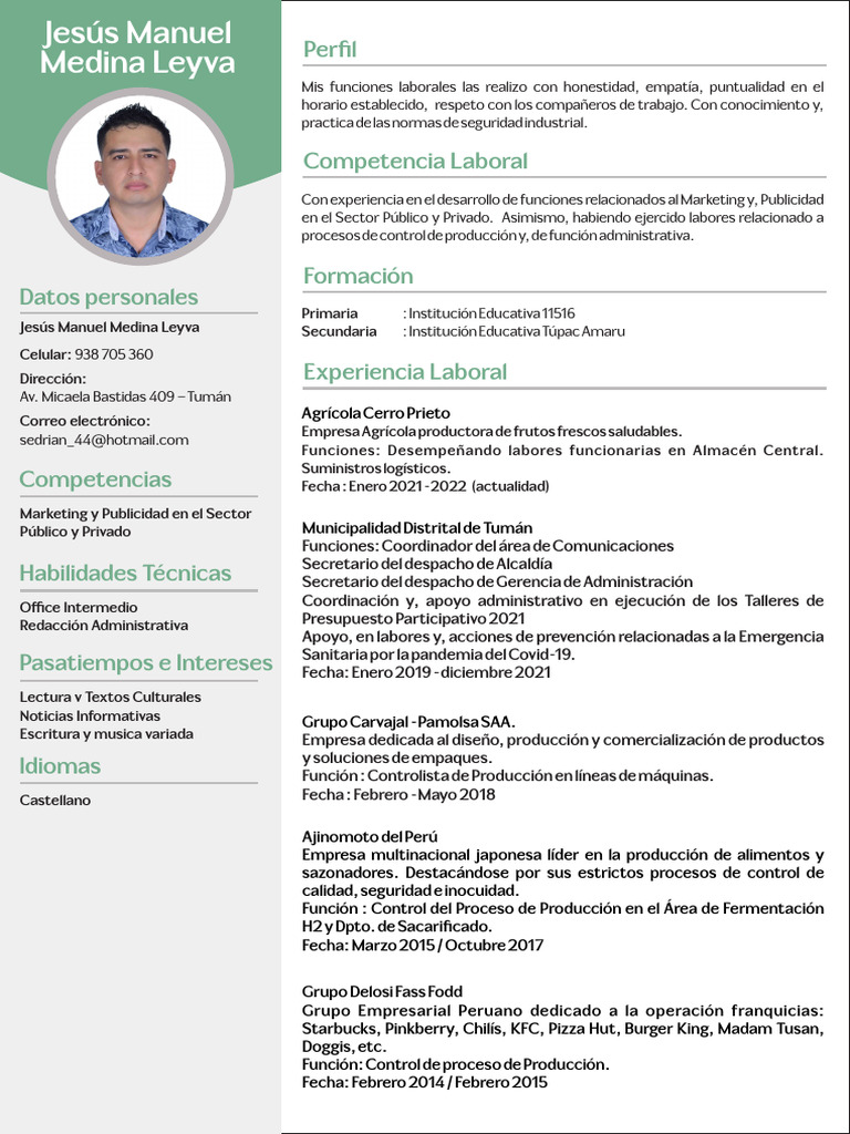 CV JM | PDF | Business | Economias