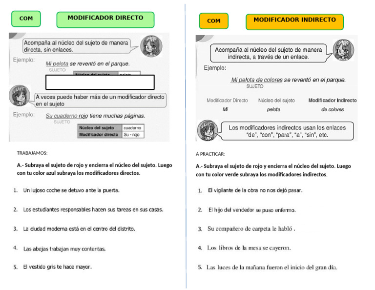 Modificadores Directo e Indirecto | PDF