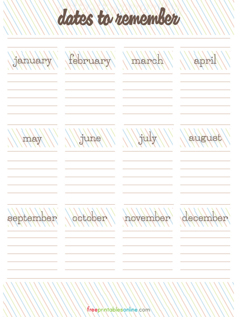 Dates To Remember US LETTER 2 | PDF