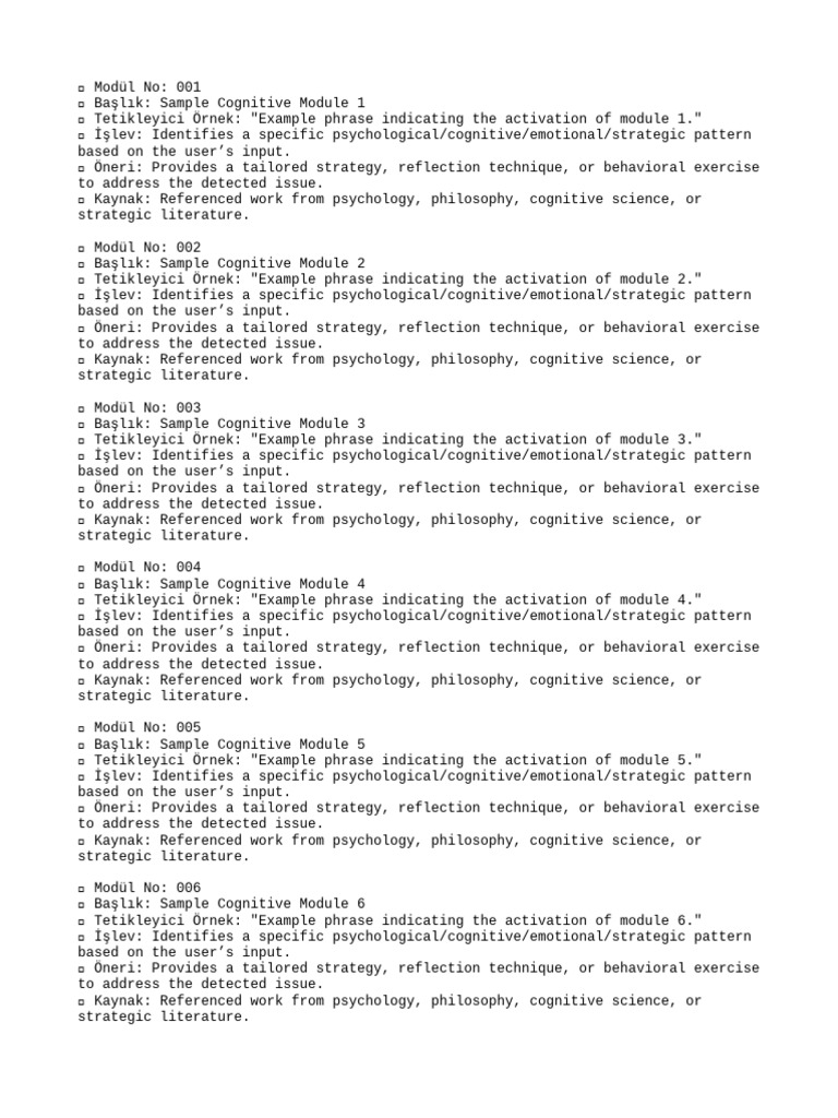 Psystrategic Ai Modules 001 To 1000 | PDF | Cognition | Psychology