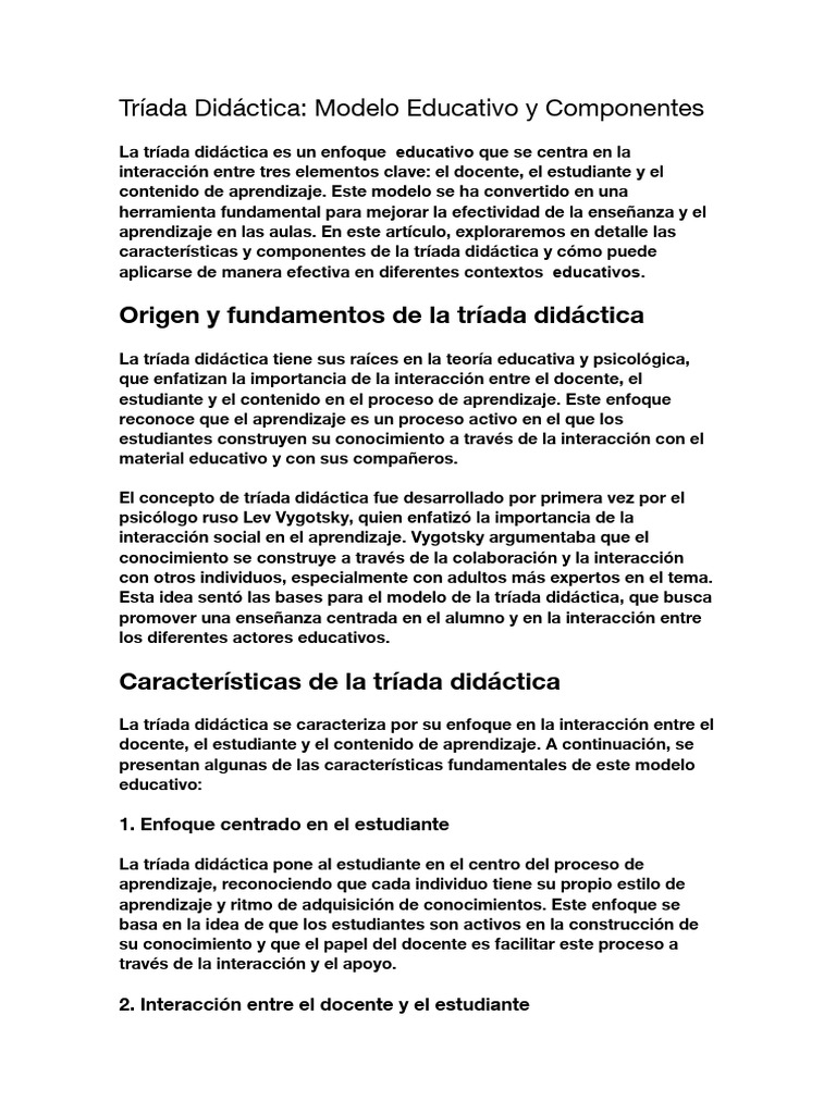 Tríada Didáctica | PDF | Enseñando | Aprendizaje
