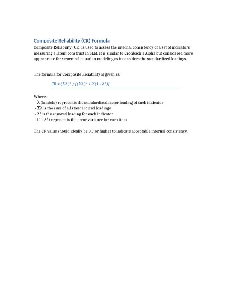 Composite Reliability Formula Explained | PDF