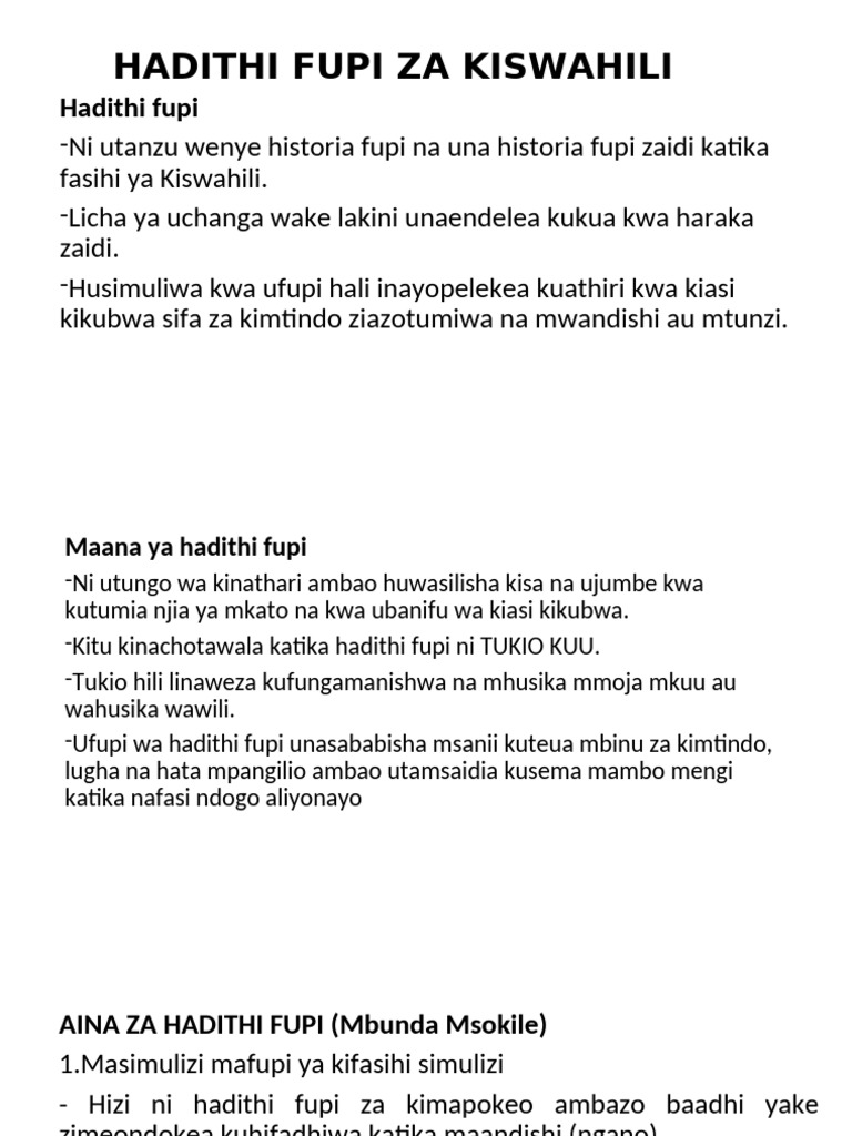 SW 227 - Hadithi Fupi | PDF