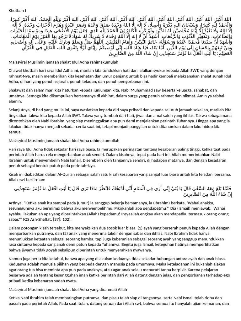 Khutbah Idul Adha | PDF