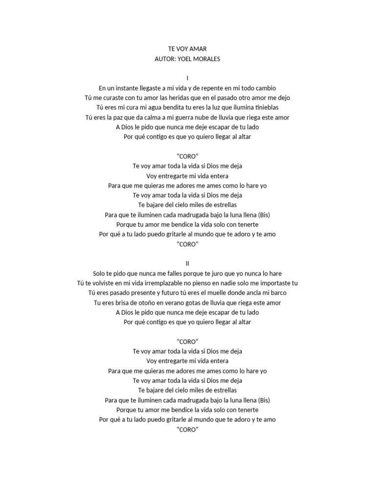 Te Voy Amar Letra | PDF