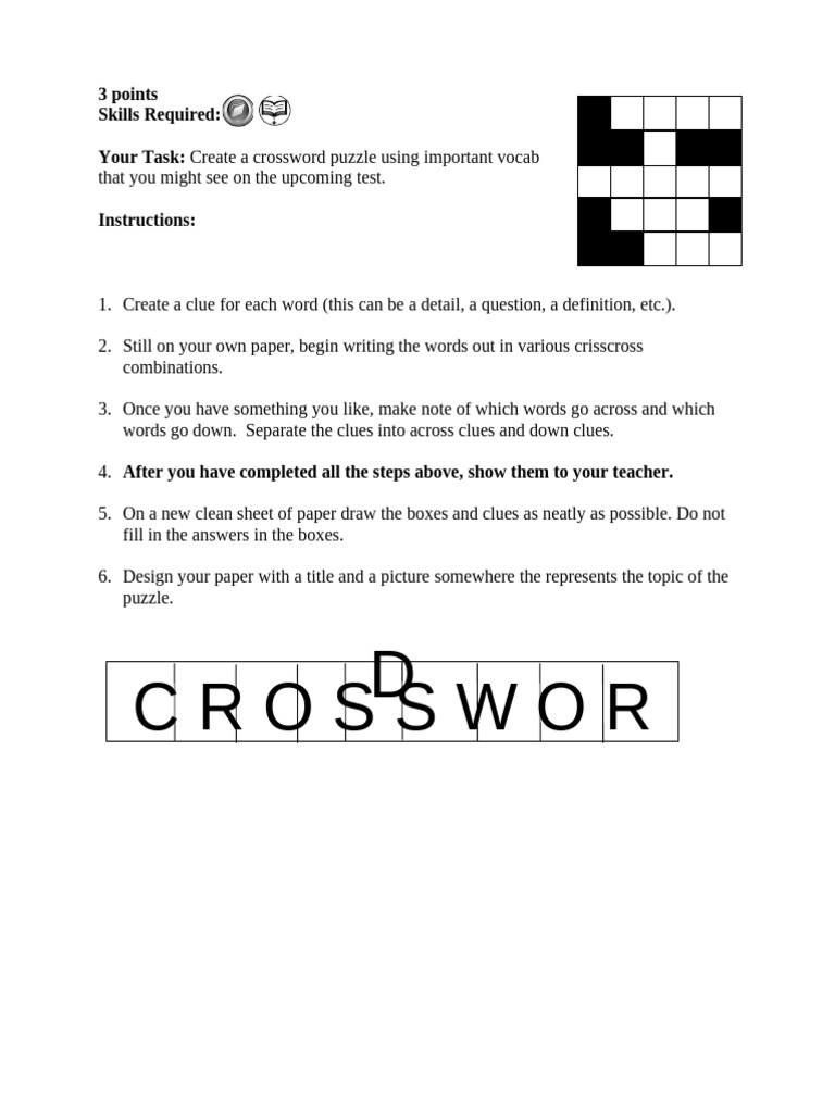 ELA Create Your Own Crossword Puzzle 2.0 | PDF