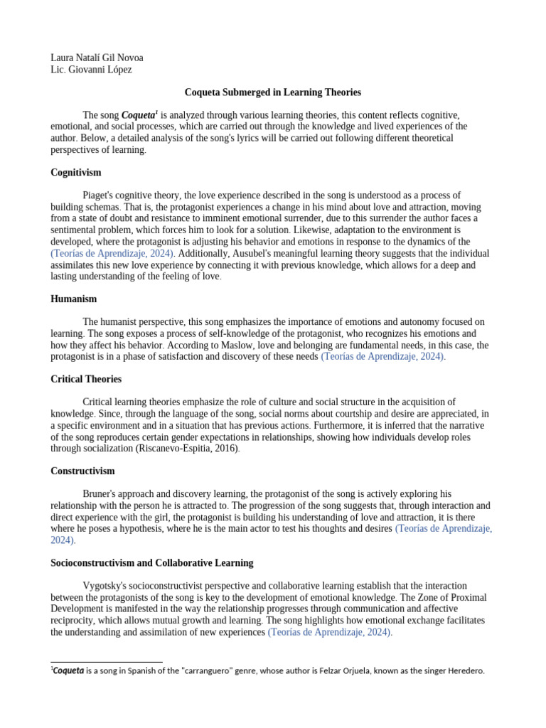 Analisis de La Canción | PDF | Constructivism (Philosophy Of Education ...