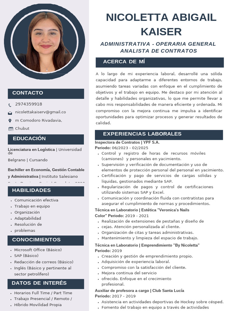 CV Nicoletta Abigail Kaiser | PDF | Iniciativa empresarial | Logística