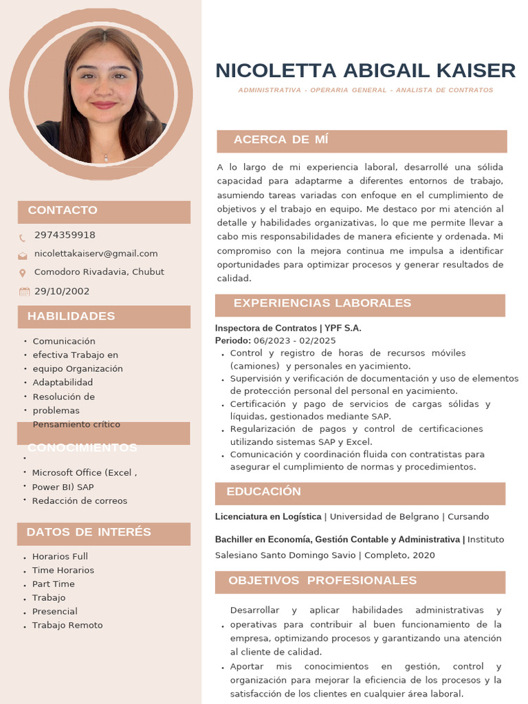 CV de Nicoletta Abigail Kaiser | PDF | Logística | Business