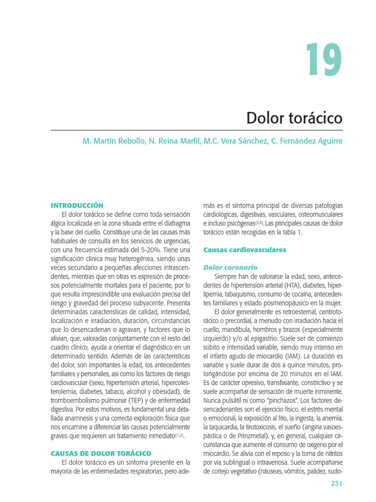 Causas y Evaluación del Dolor Torácico | PDF | Infarto de miocardio | Tórax