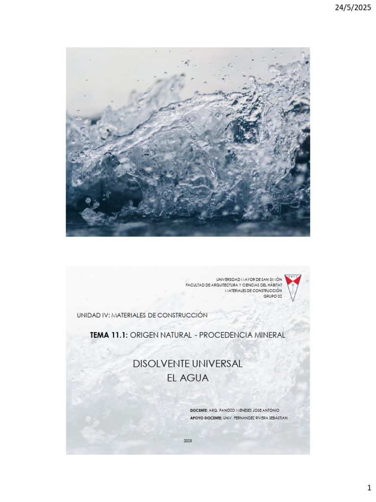 Unidad IV - Tema 11 Origen Natural Mineral, Agua 2025 | PDF | Hormigón ...