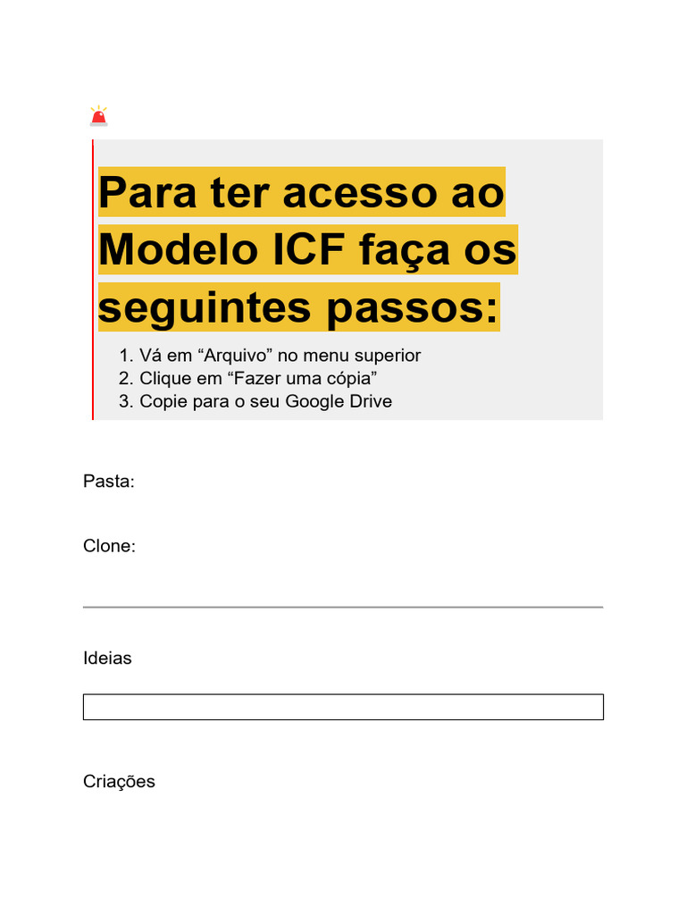 Acesso ao Modelo ICF no Google Drive | PDF