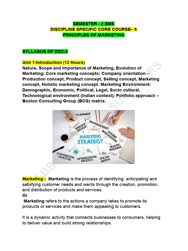 BMS Principles of Marketing 2 Sem | PDF | Marketing | Market Segmentation