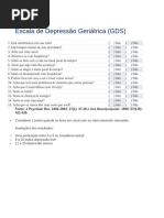 Escala de Depressaao - Geriátrica | PDF | Depressão | Neuropsicologia